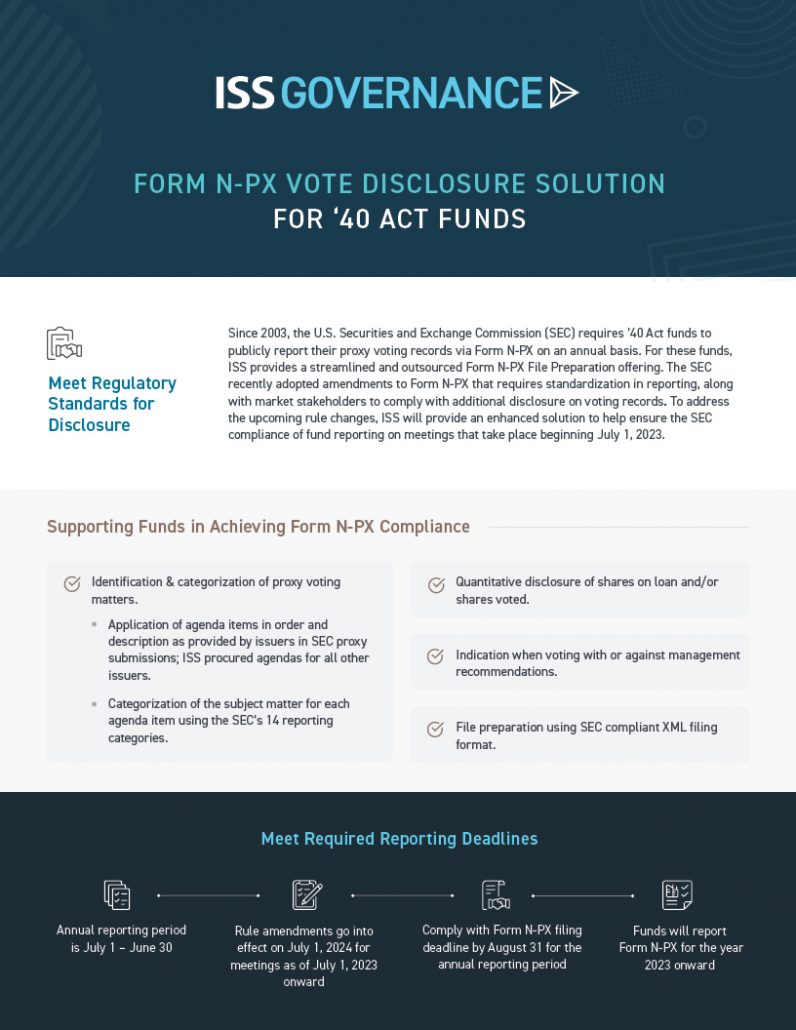 ISS Form N-PX Vote Disclosure Solution for ‘40 Act Funds Brochure | ISS