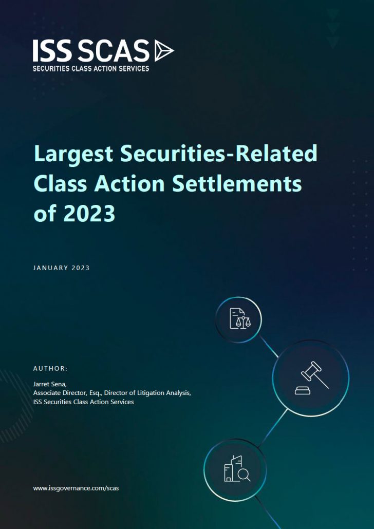 Iss Scas Largest Securities Related Class Action Settlements Of 2023